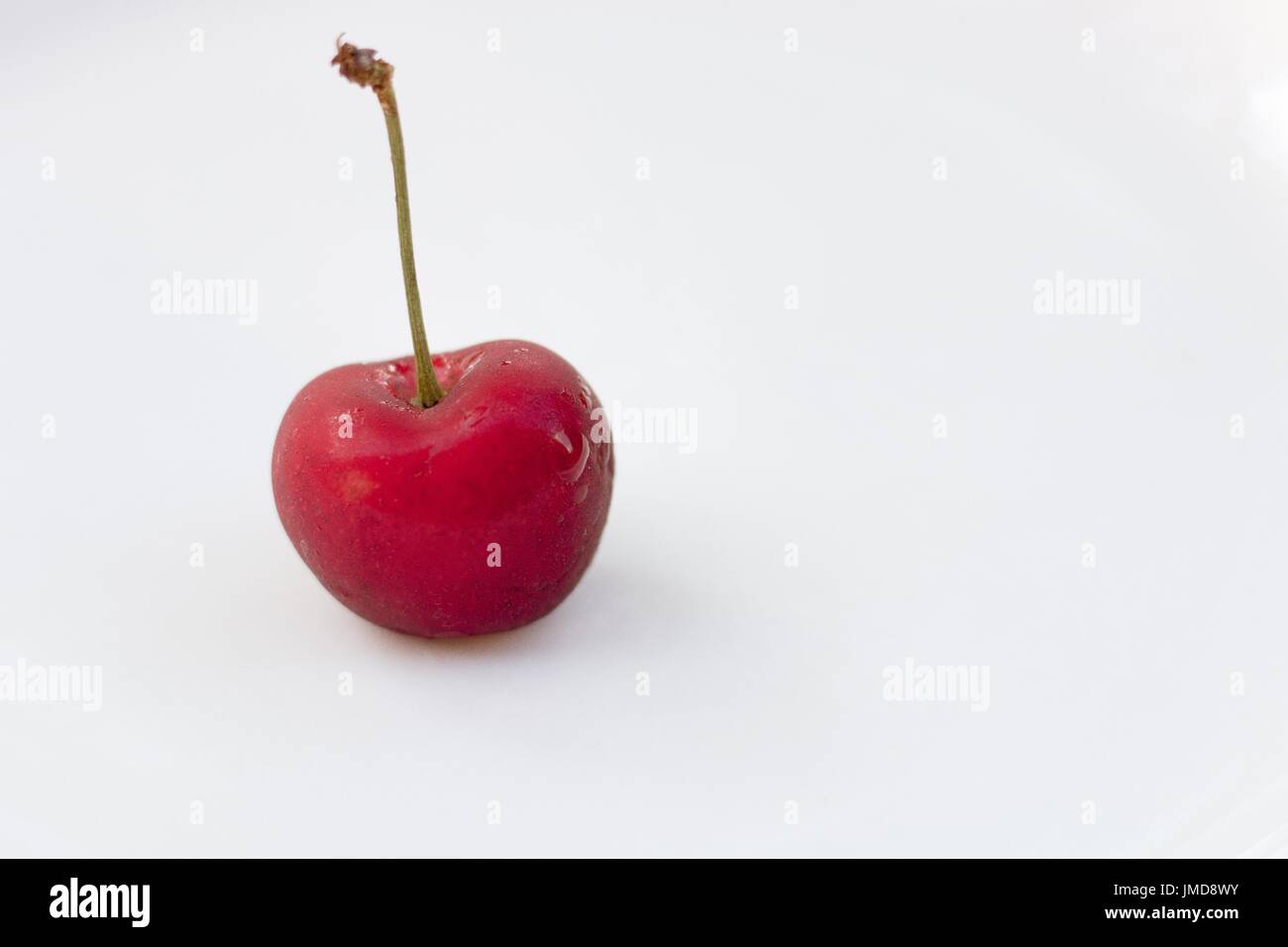 Front view of a single stemmed cherry on a pure white background Stock ...