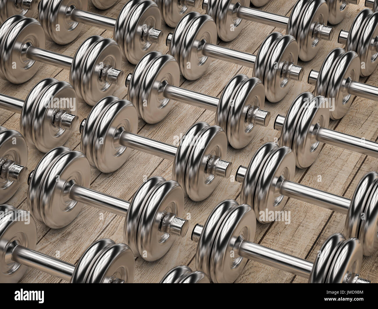 3d rendering shiny metal dumbbell background Stock Photo - Alamy