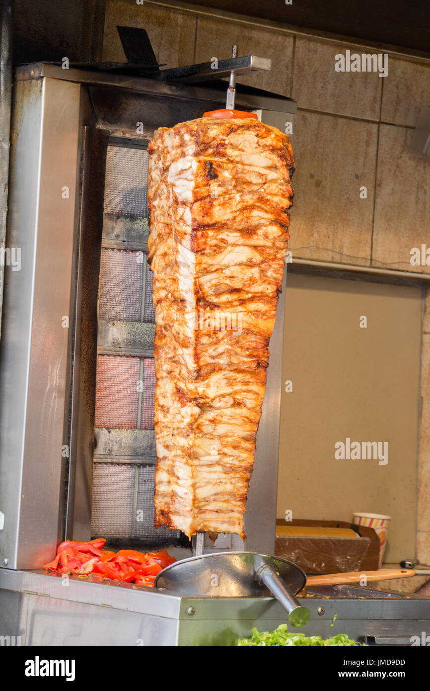 Traditional Turkish Doner Kebab on pole Stock Photo - Alamy