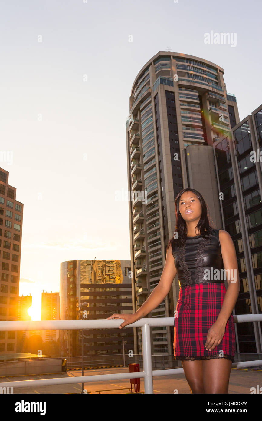 Young teenager is looking forward. Thinking about the future. Urban and ...