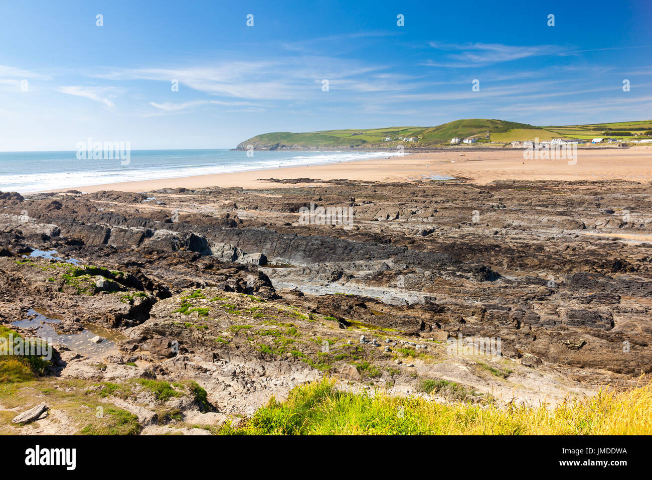 Beautiful golden sandy beach at Croyde Beach Devon England UK Europe ...