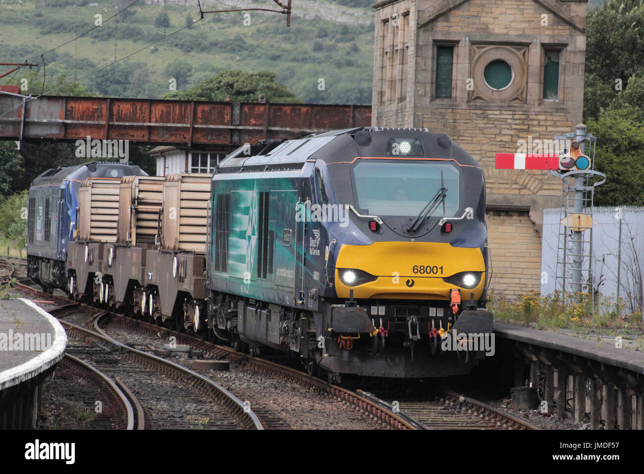 Nuclear Flask freight train at Carnforth with two Direct Rail Services ...