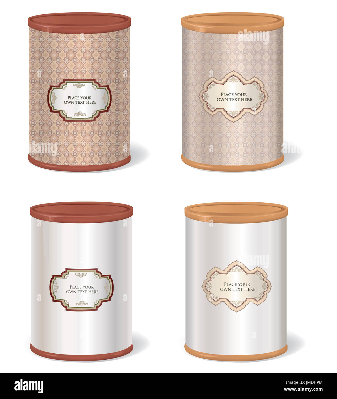 Vintage Patterned Box Set. Metal Tin Can. Retro Canned Food package ...