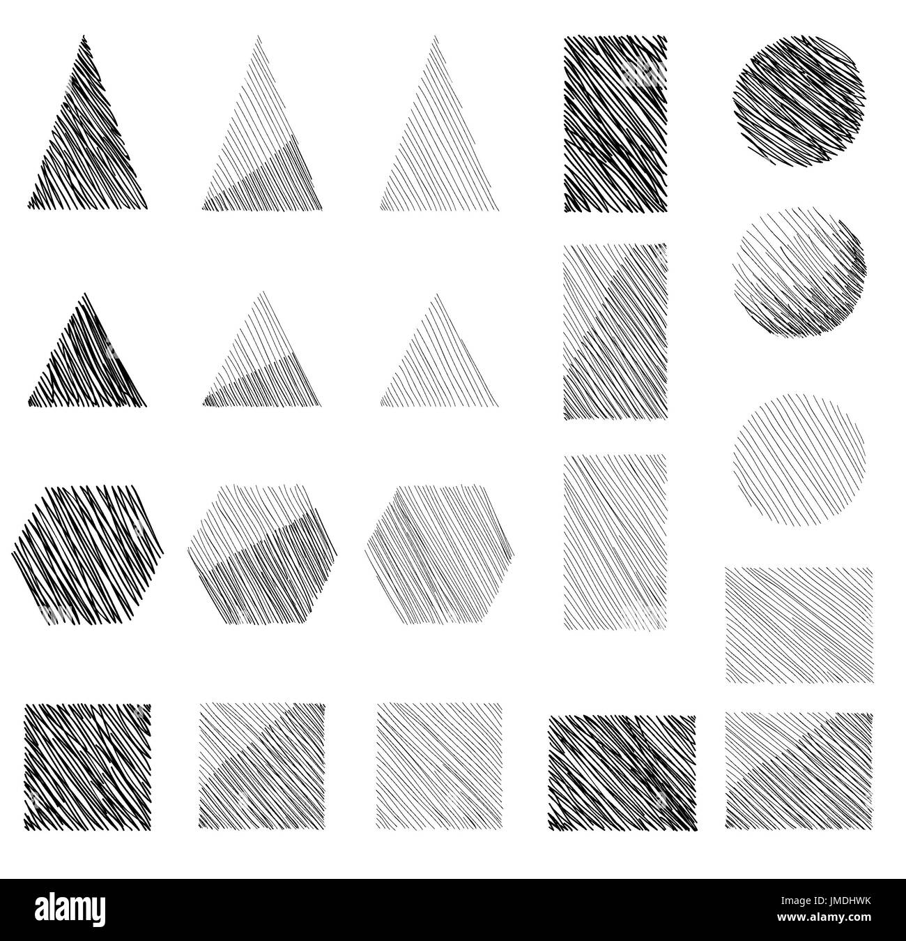 Geometric shape signs. Hand drawn doodle foams set. Geometric figure ...