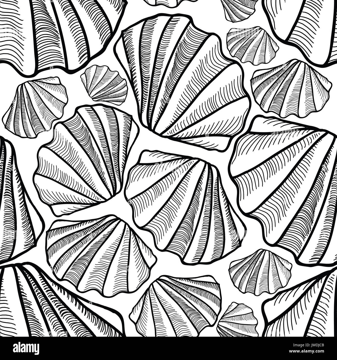 Seashell seamless pattern. Summer holiday marine background. Underwater ...