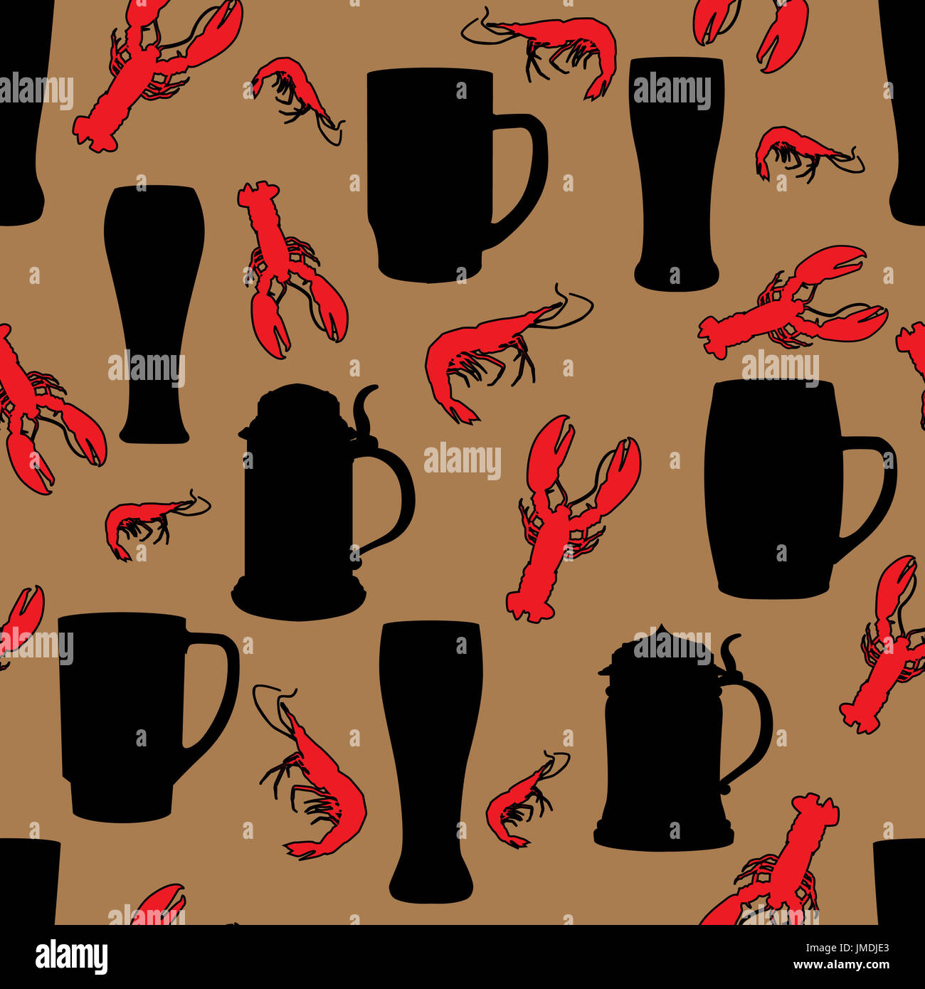 Beer seamless pattern. Ornamental background with beer mug. Beer glass ...