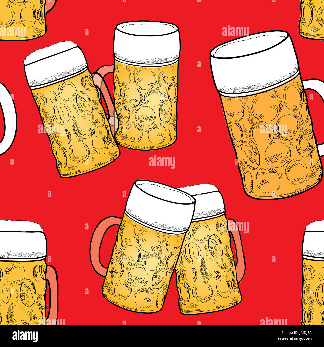 Beer seamless pattern. Ornamental background with beer mug. Beer glass ...