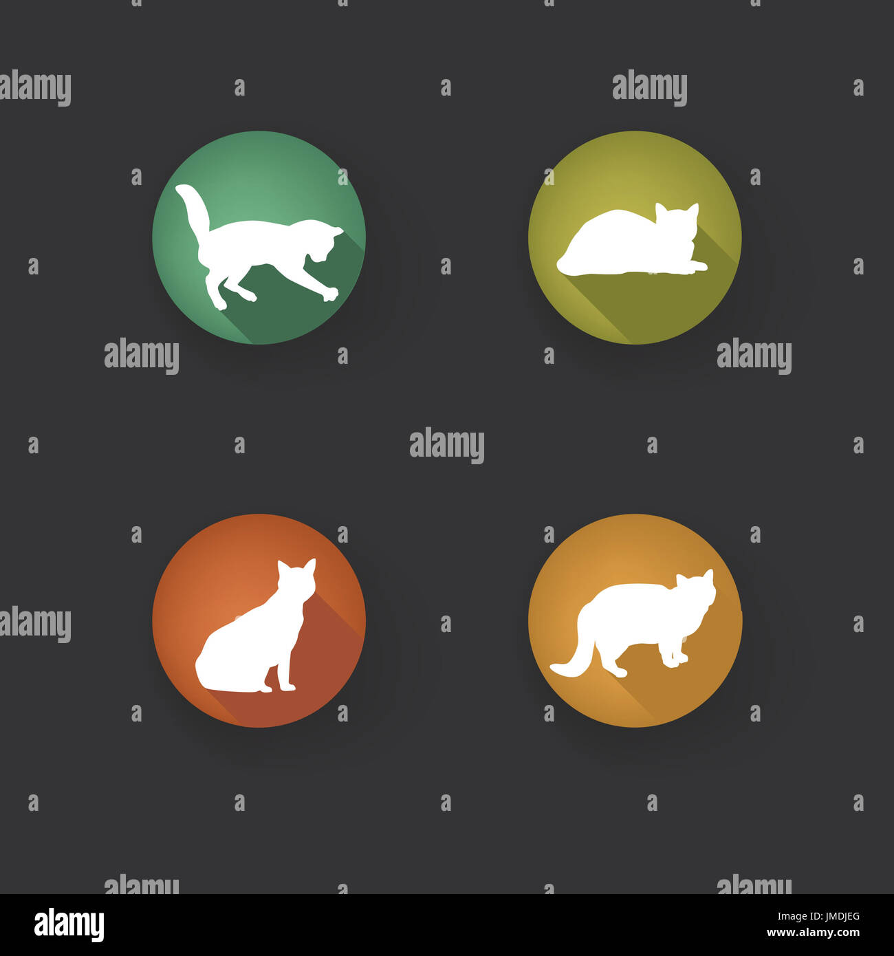 Cat icon set. Collection of vector pets icon silhouette Stock Photo - Alamy