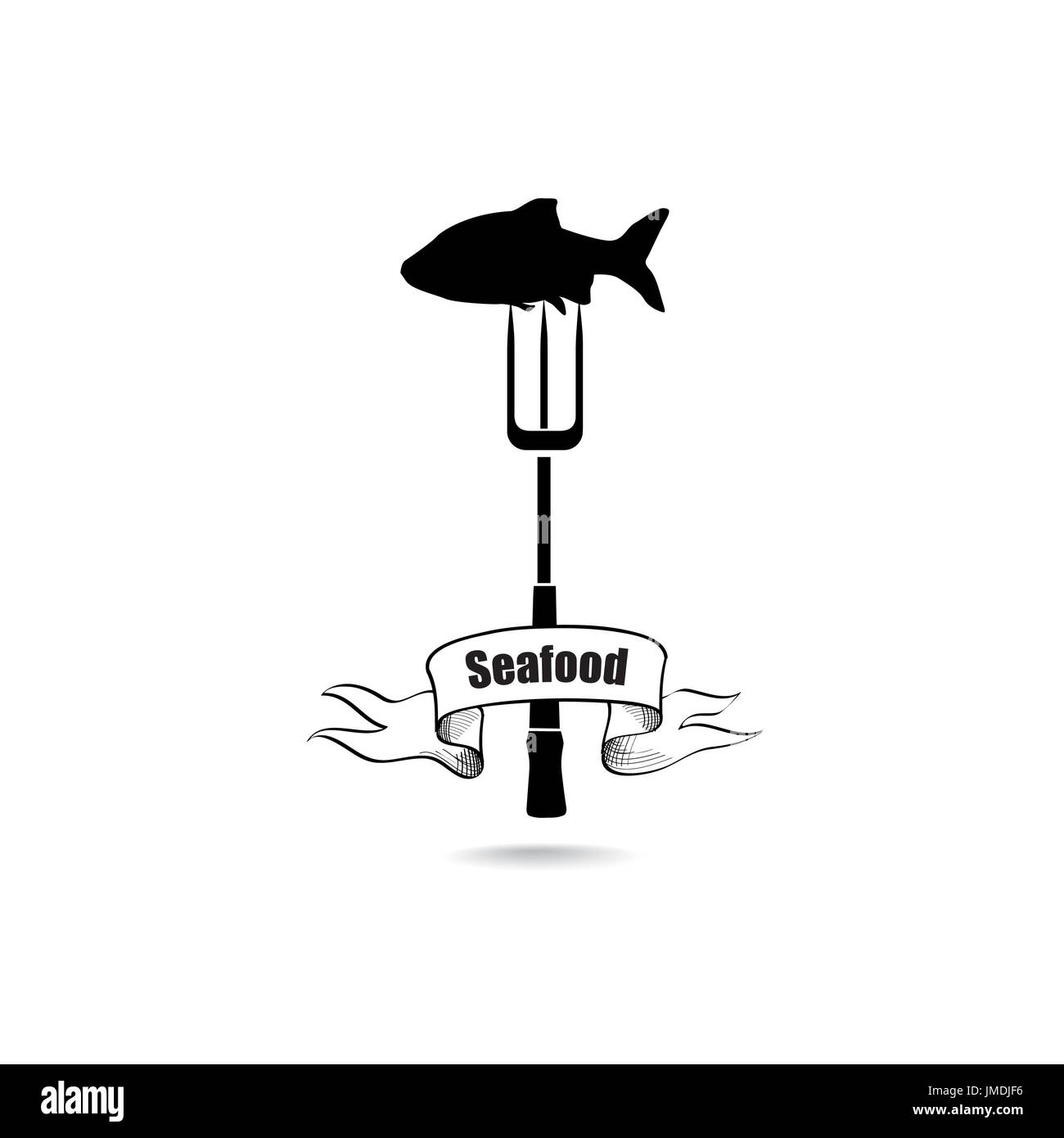 Fish seafood sign. Underwater marine food background. Sea dish. Menu ...