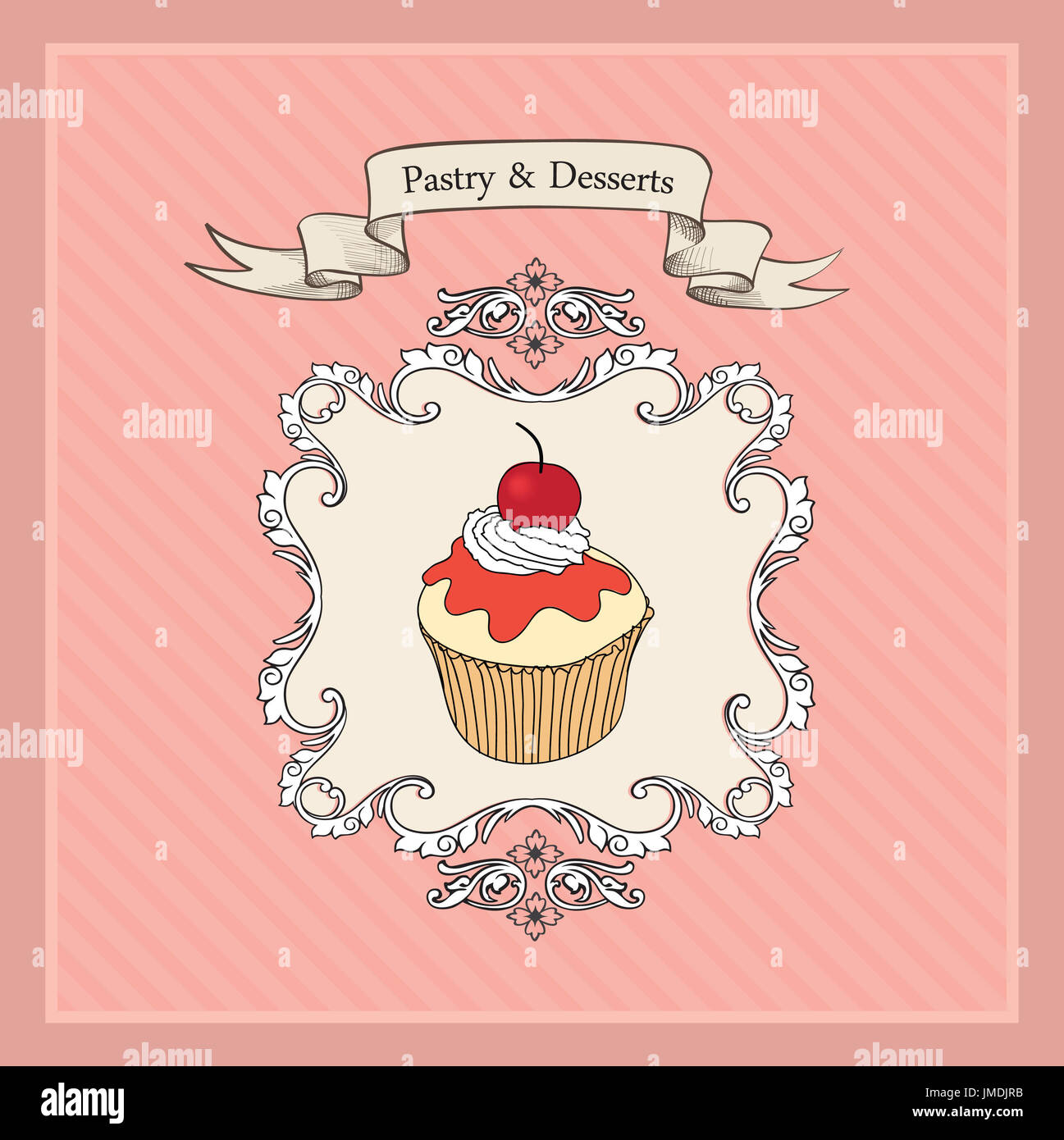 Vintage Cakes Bacground. Retro Bakery Label. Sweets and Desserts Menu ...