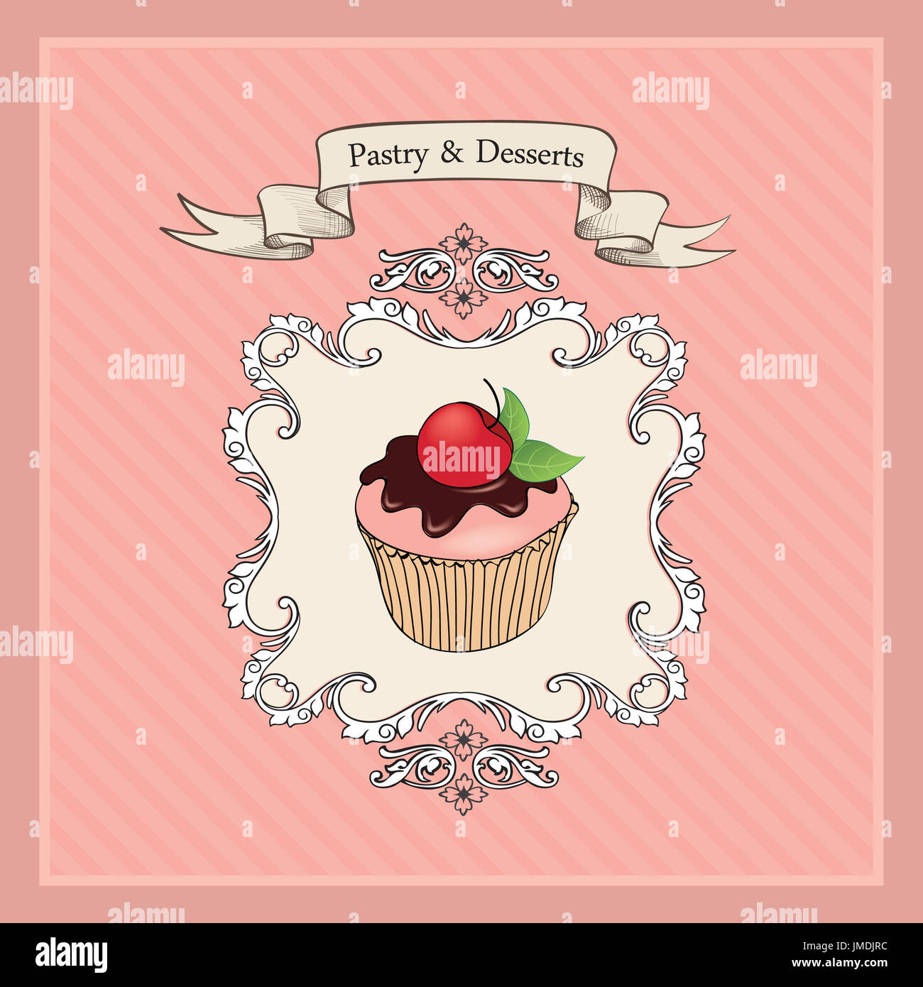 Vintage Cakes Background. Bakery Retro Label. Sweets and Desserts Menu ...