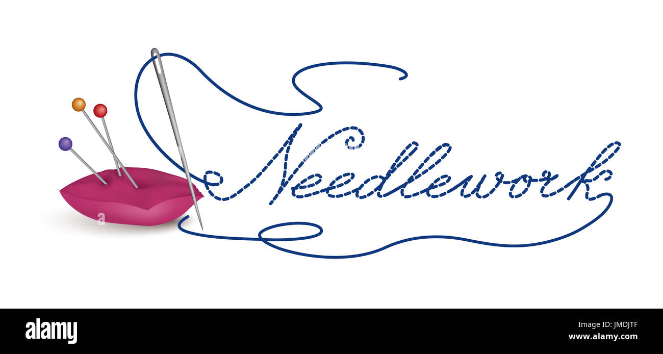 Needle and thread icon. Sewing sign. Needlework symbol button Stock ...