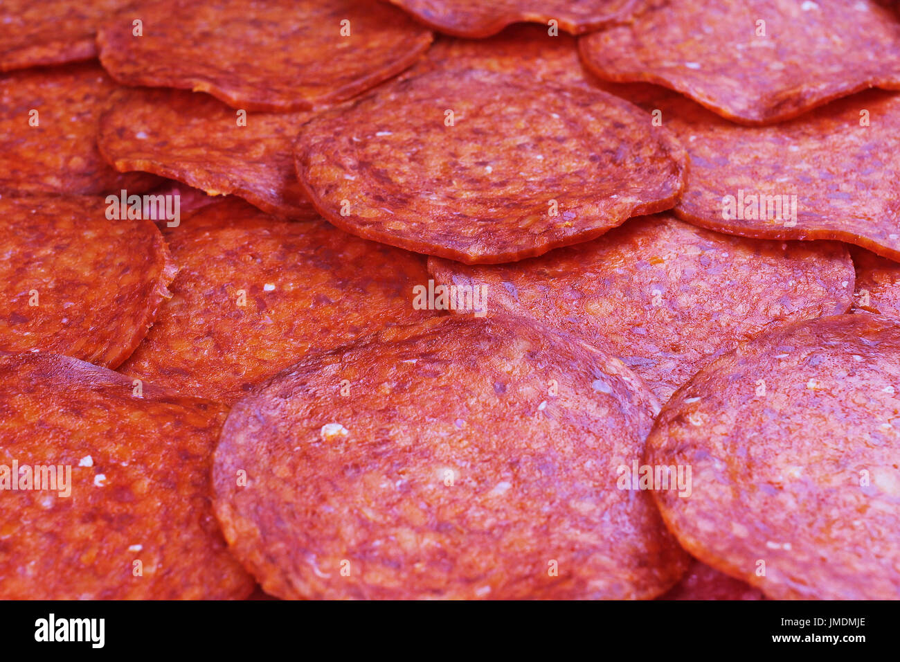 Sausage pig meat slices Stock Photo - Alamy