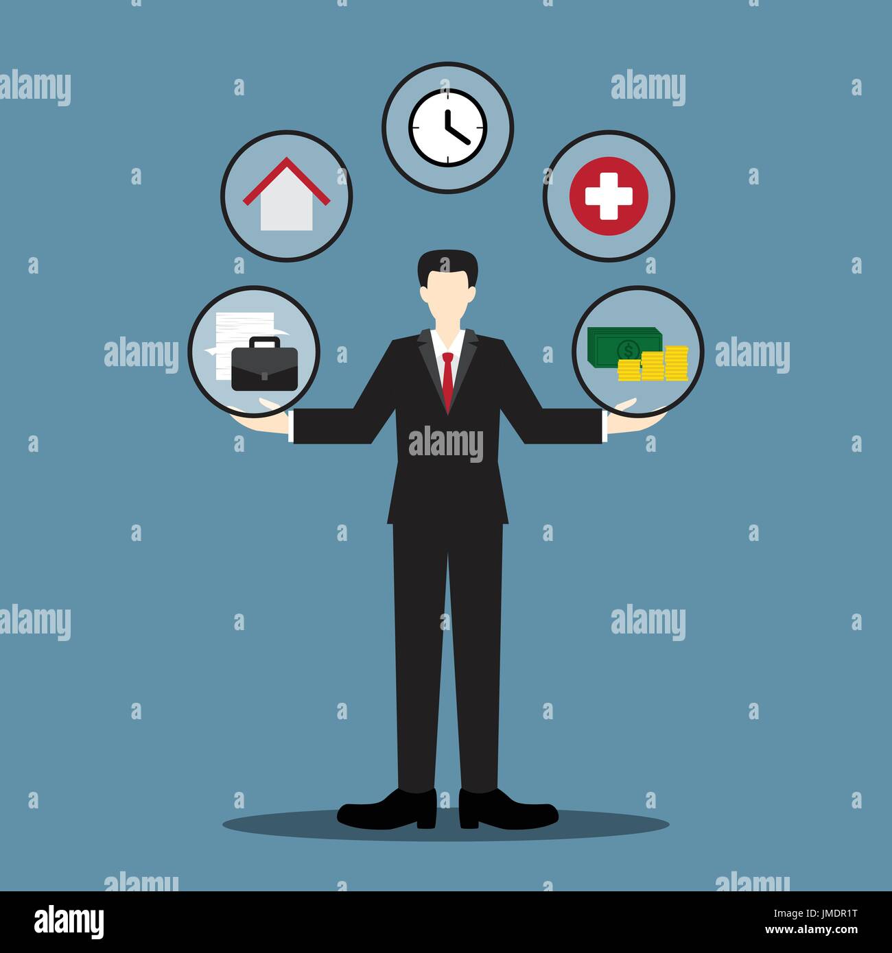 businessman balance life concept, vector illustration Stock Vector ...