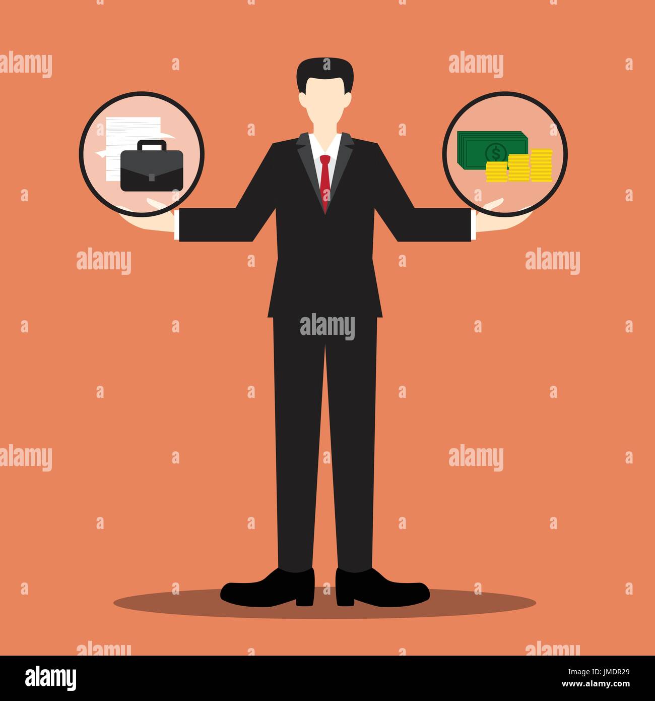 work and money on the businessman balance scale , balance life concept ...