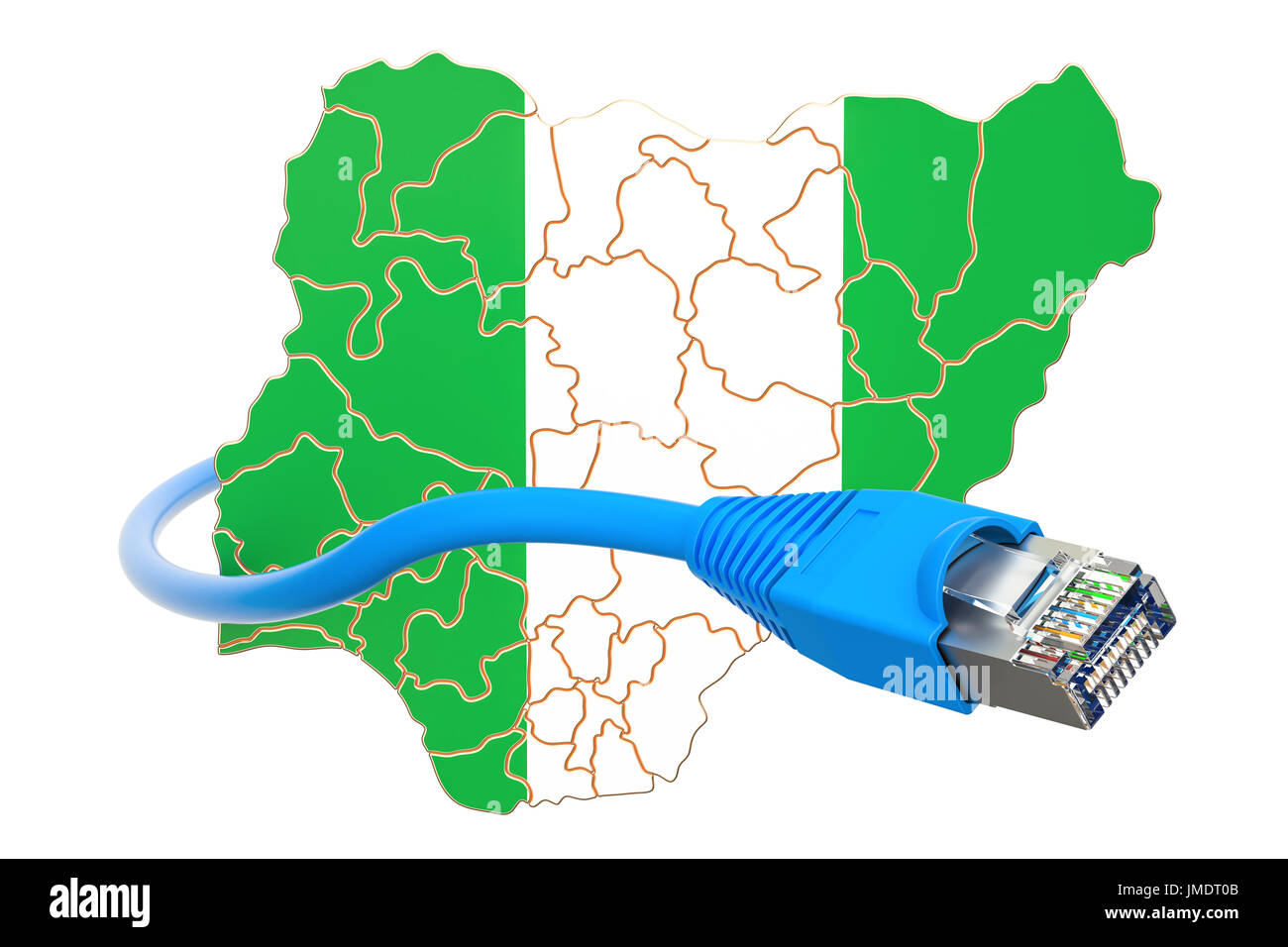 Internet connection in Nigeria concept. 3D rendering isolated on white ...