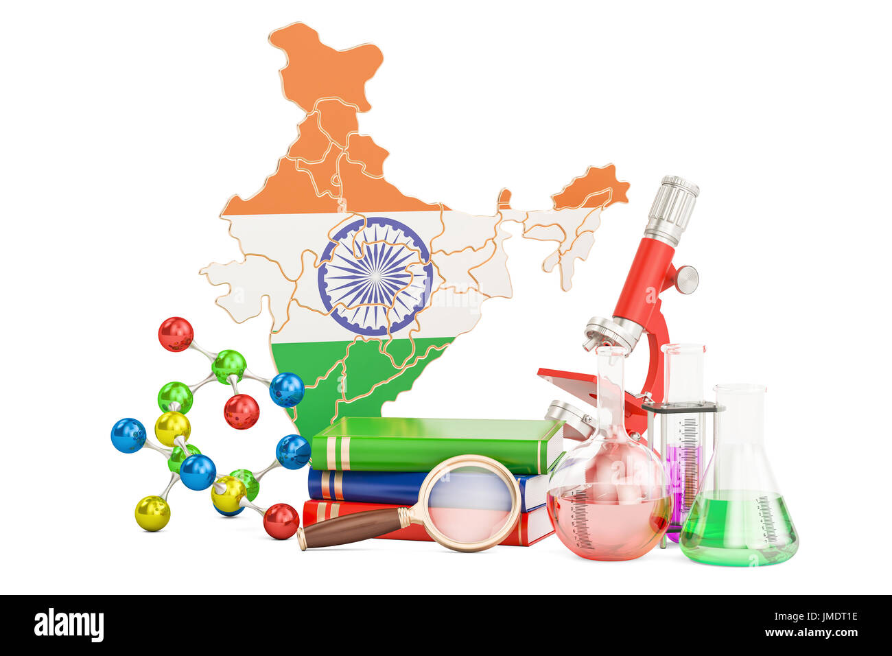 Scientific research in India concept, 3D rendering isolated on white ...