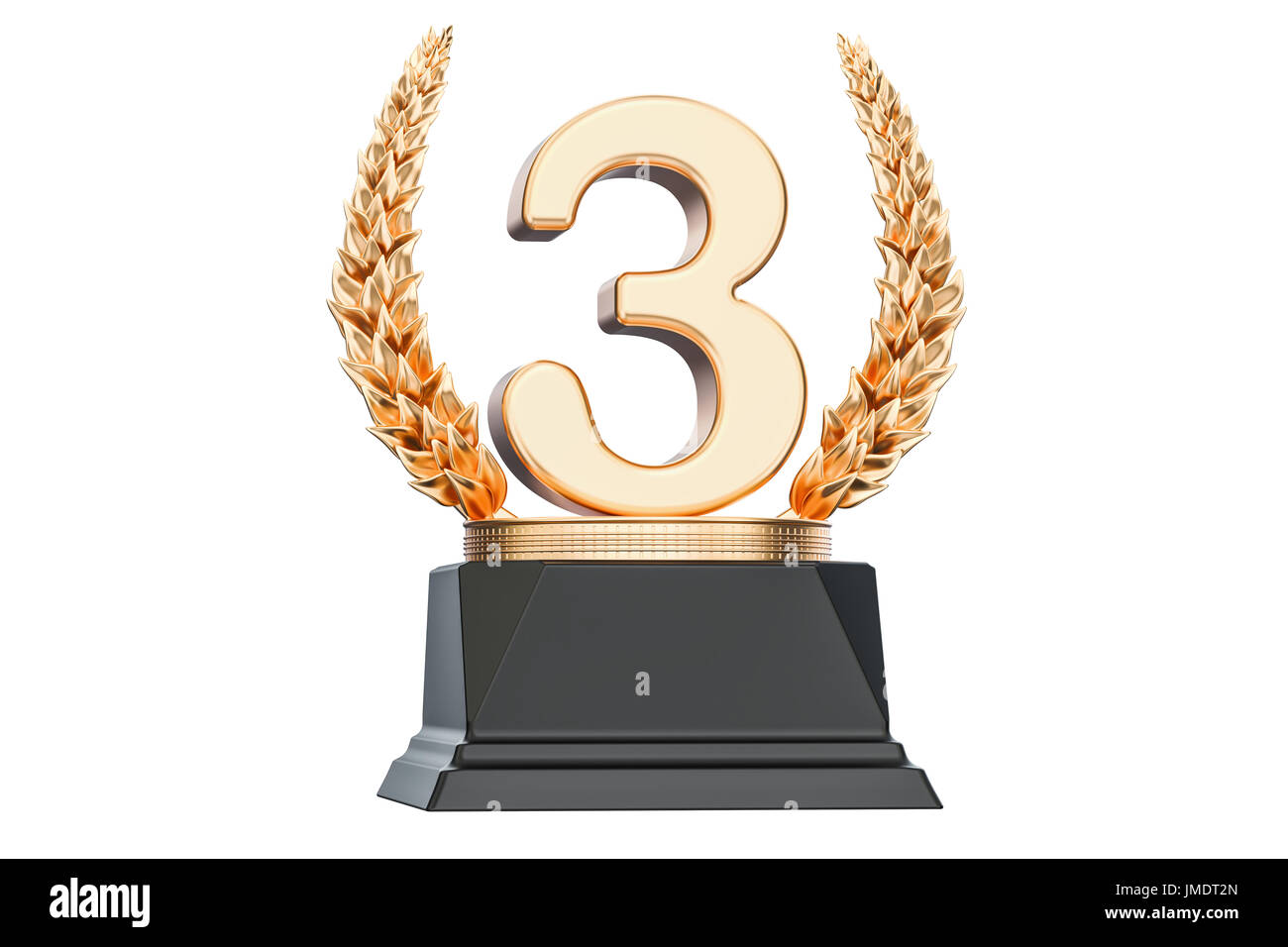 Third place trophy cup, 3D rendering isolated on white background Stock ...