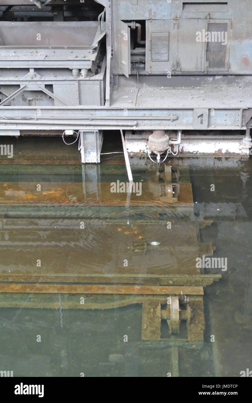 water ripples inside partially flooded Mollerbunker, Landschaftspark ...