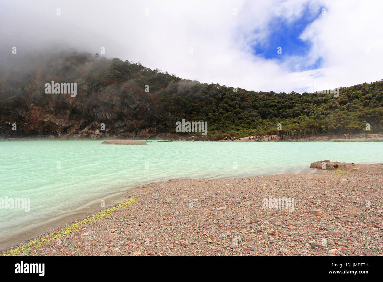 Kawah Putih, also known as White Crater, is a natural sulfur rich ...