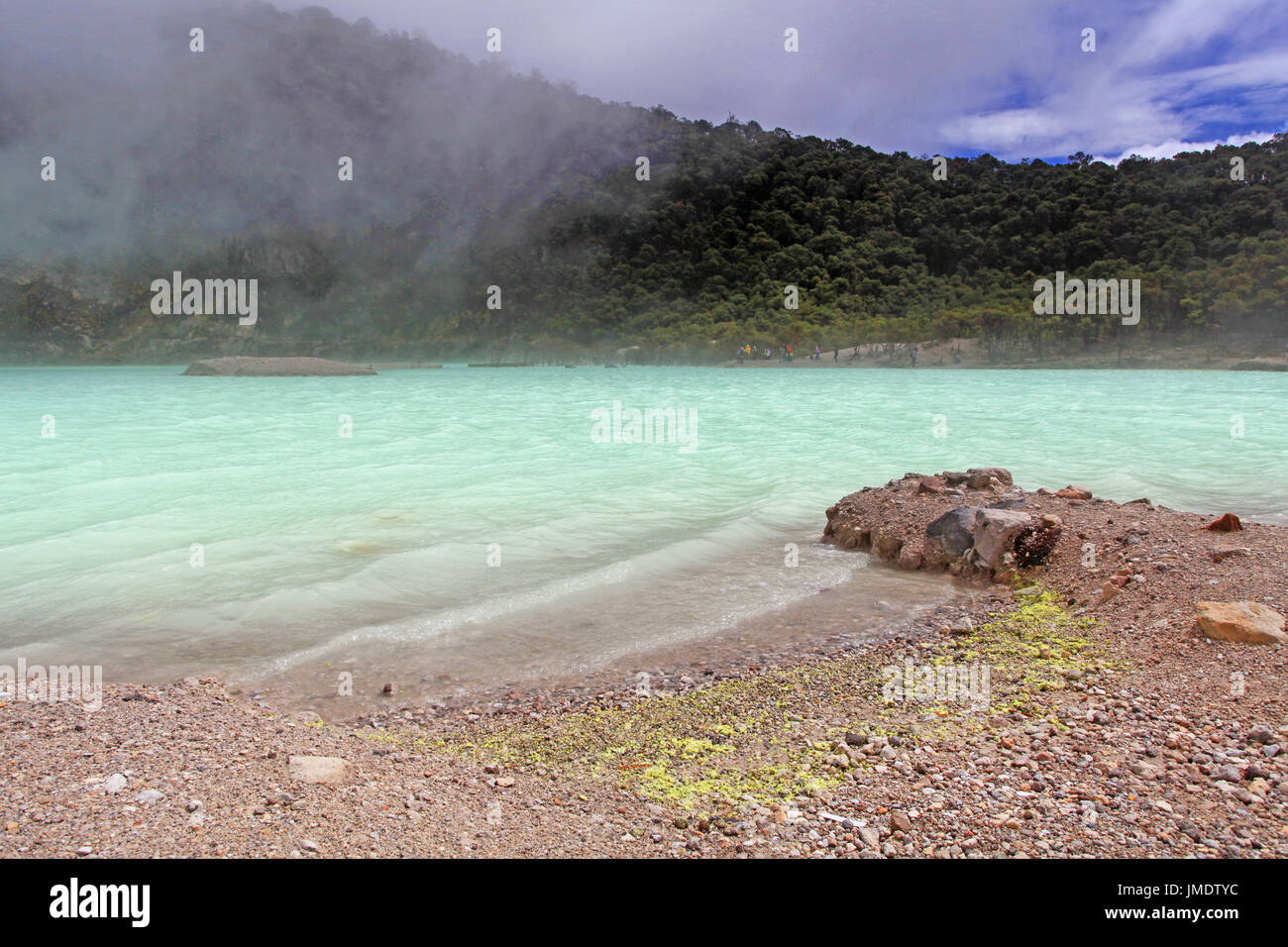 Kawah Putih, also known as White Crater, is a natural sulfur rich ...