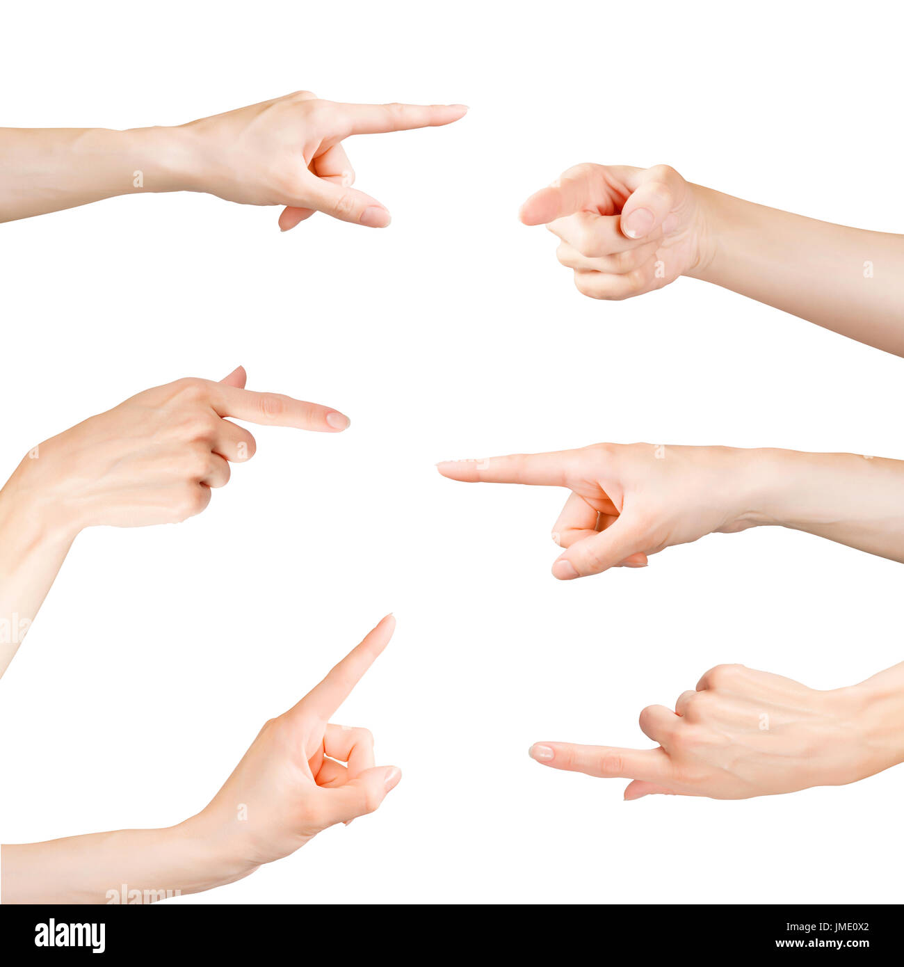 Pointing fingers set. Isolated on white, clipping path included Stock ...