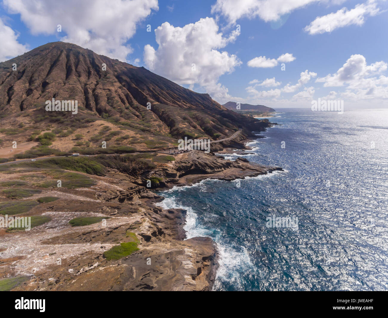 Aerial view of the Ocean and Coastline of Oahu Hawaii Stock Photo - Alamy