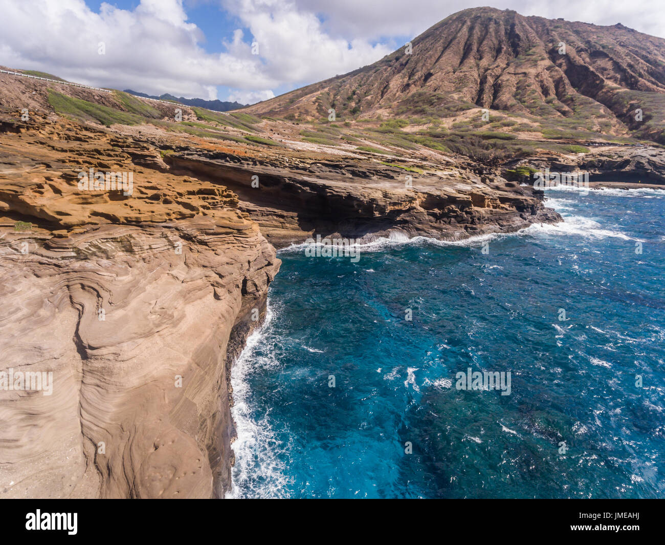Aerial view of the Ocean and Coastline of Oahu Hawaii Stock Photo - Alamy