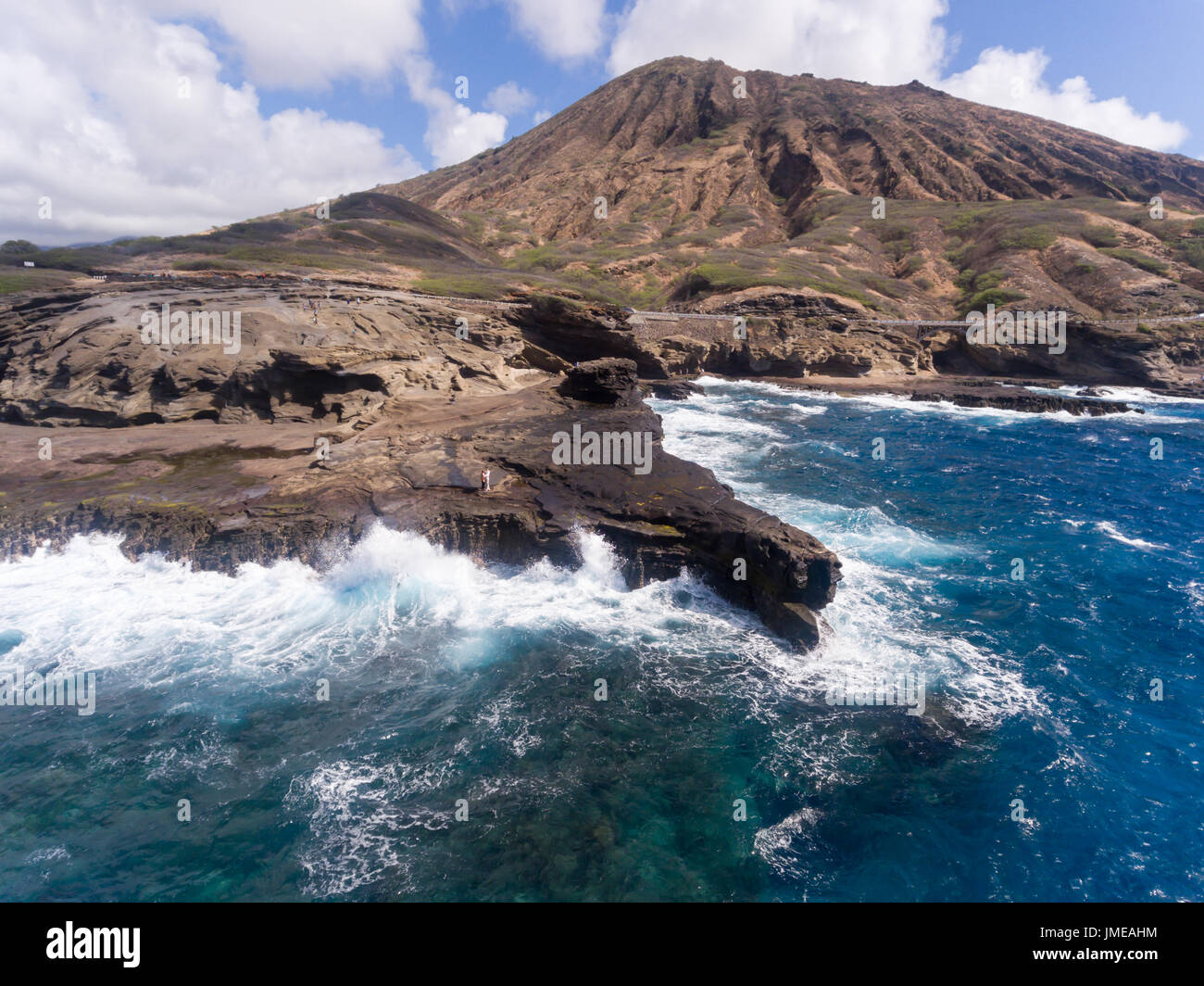 Aerial view of the Ocean and Coastline of Oahu Hawaii Stock Photo - Alamy