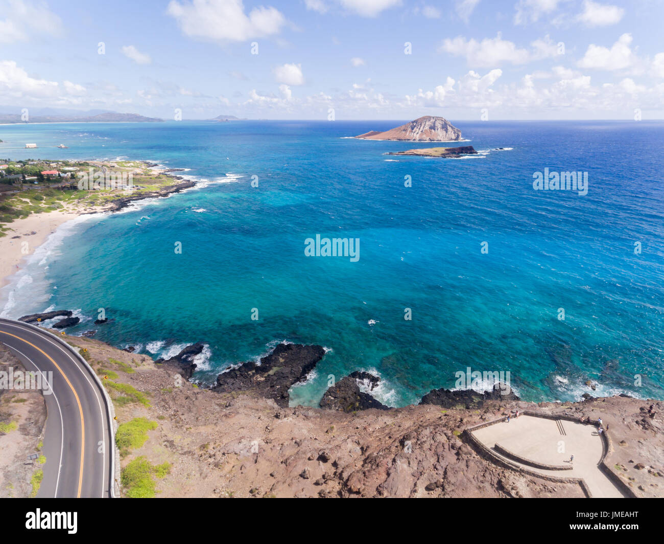 Aerial view of the Ocean and Coastline of Oahu Hawaii Stock Photo - Alamy