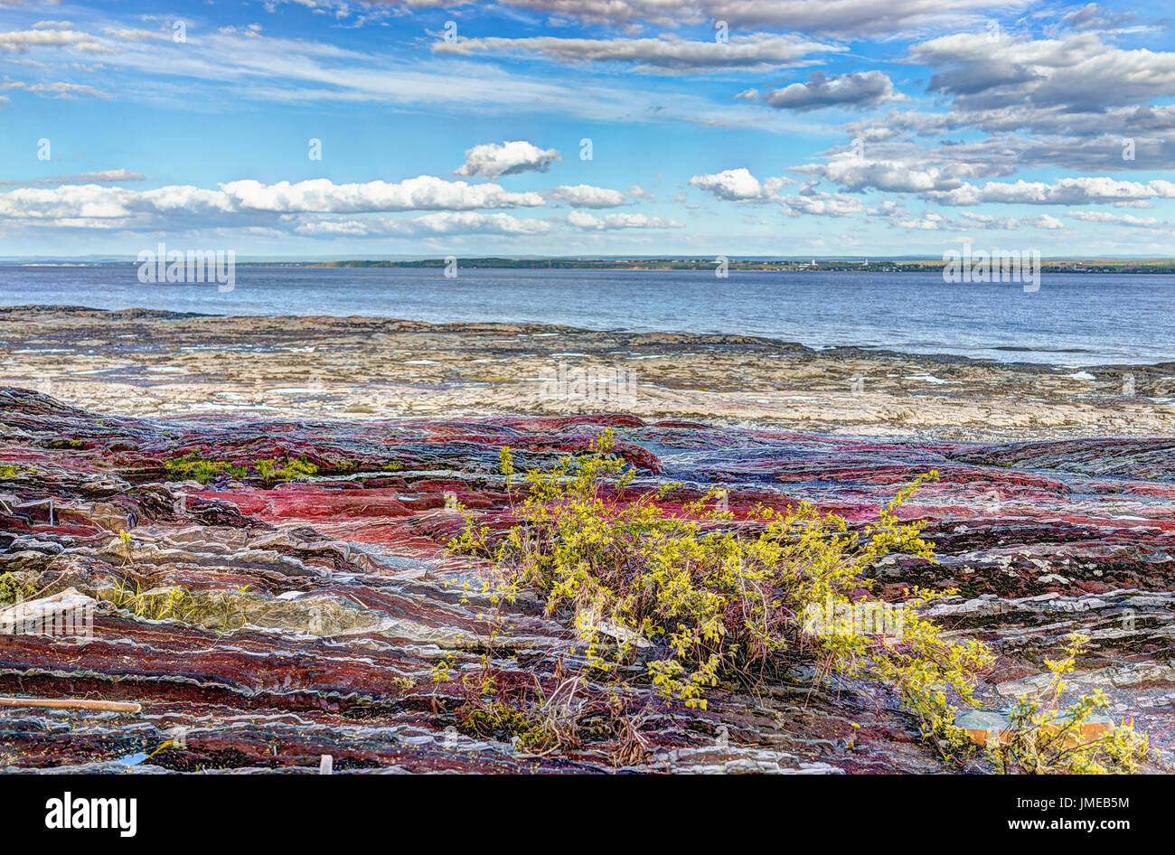 Landscape view of Saint Lawrence river from Ile D'Orleans, Quebec ...