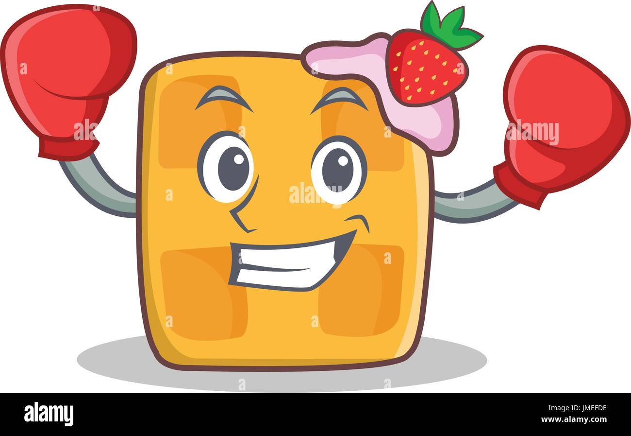 Boxing waffle character cartoon design vector illustration Stock Vector ...