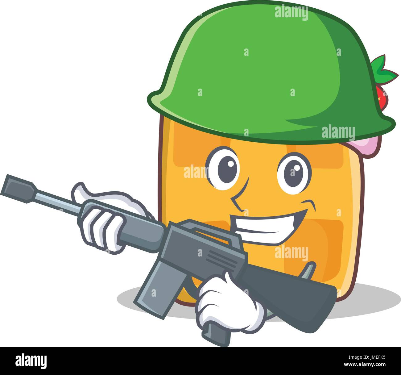 Army waffle character cartoon design vector illustration Stock Vector ...