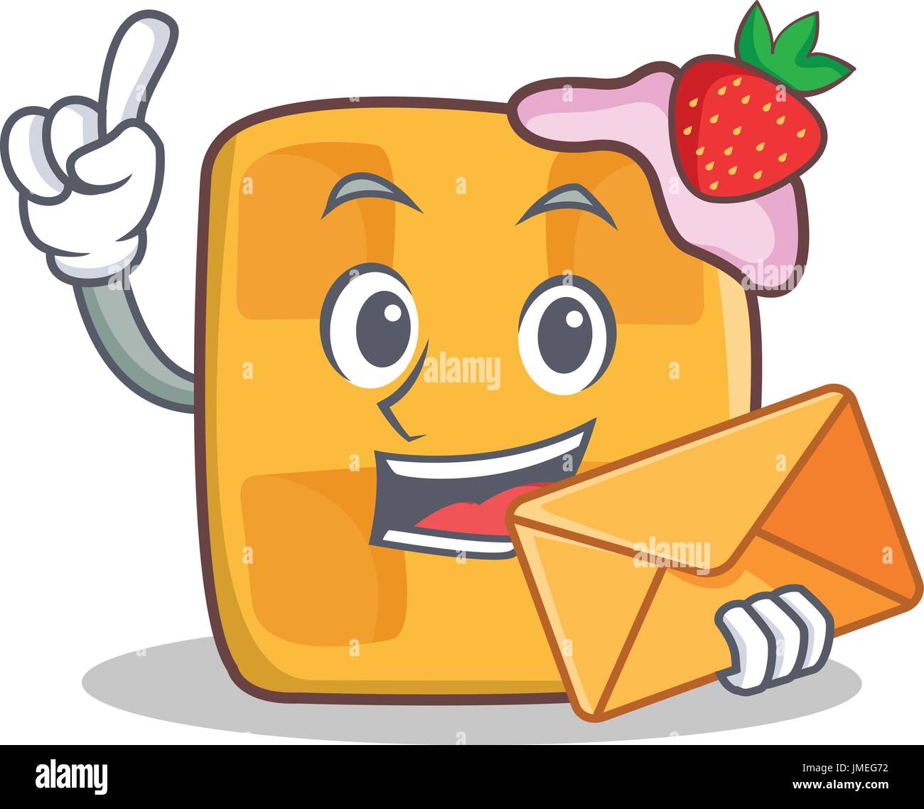 waffle character cartoon design with envelope vector illustration Stock ...