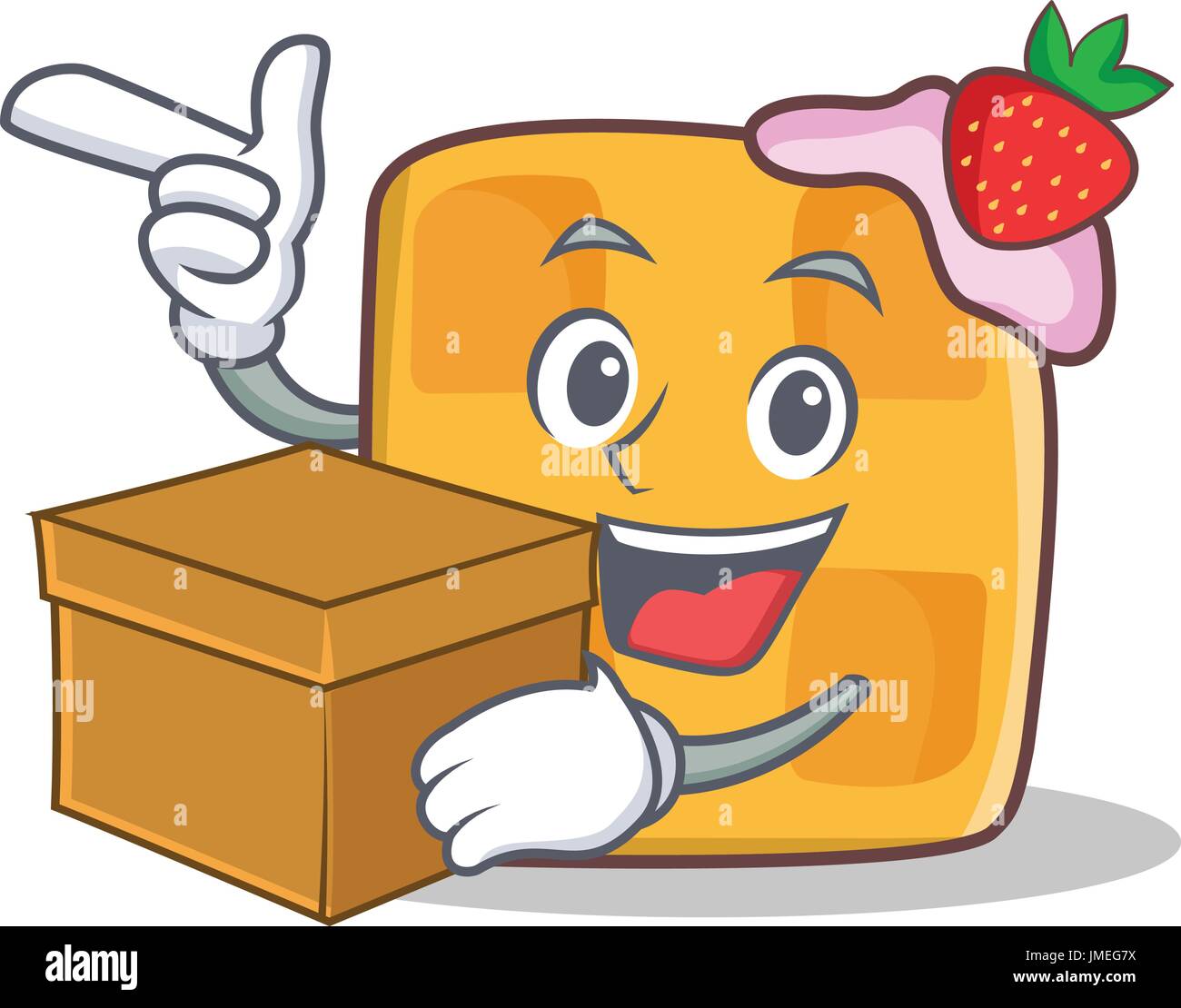 waffle character cartoon design with box vector illustration Stock ...