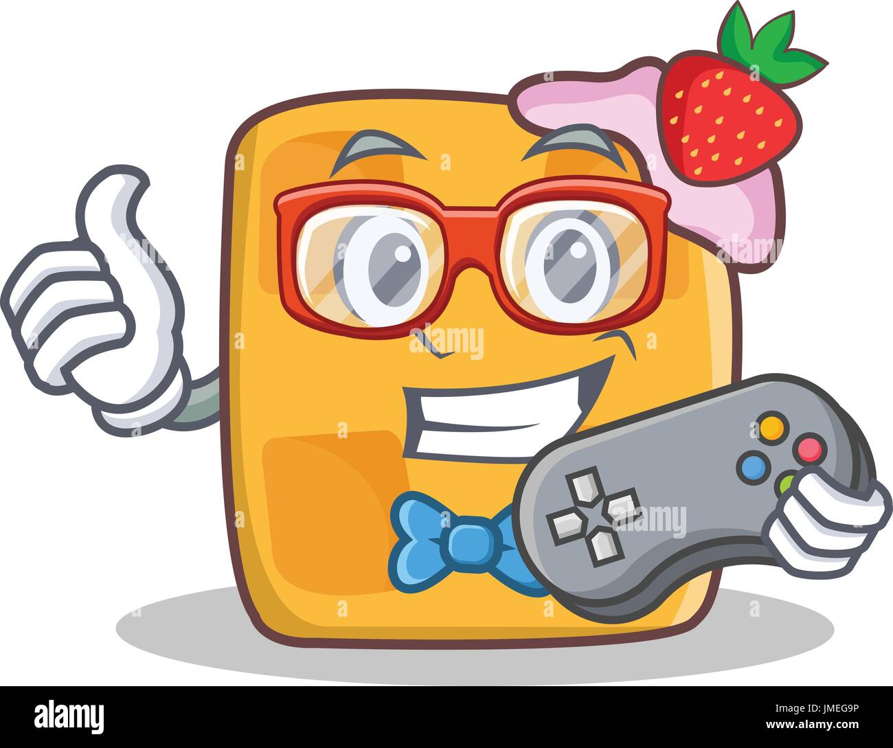 Gamer waffle character cartoon design vector illustration Stock Vector ...