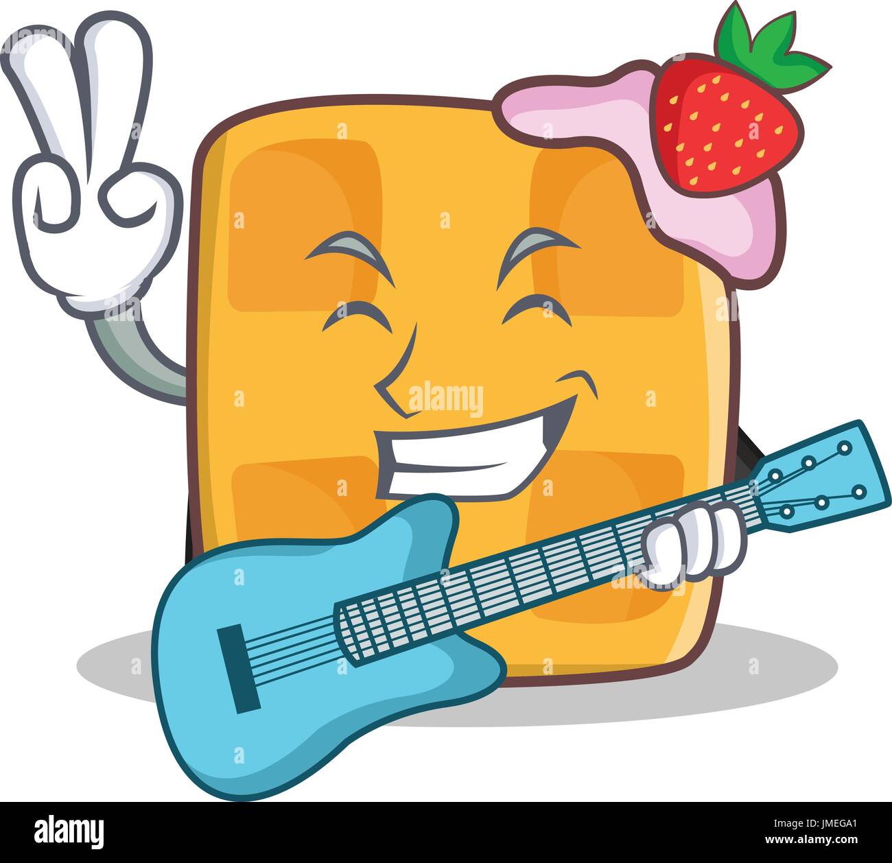 waffle character cartoon design with guitar vector illustration Stock ...