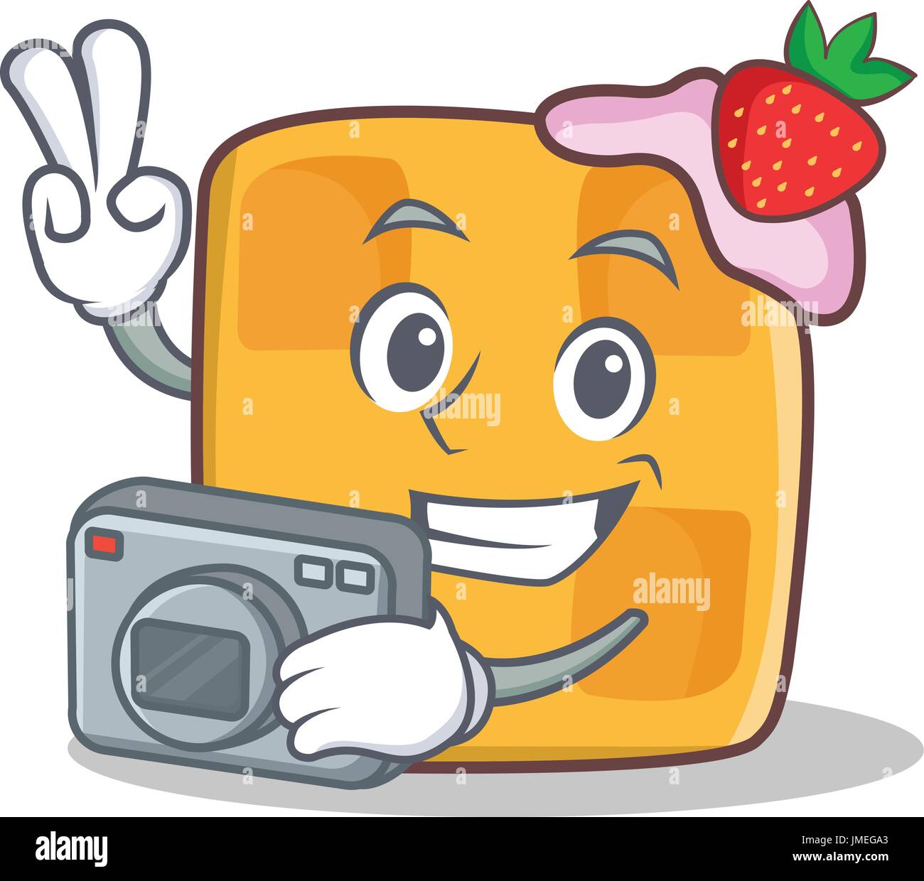Photography waffle character cartoon design vector illustration Stock ...