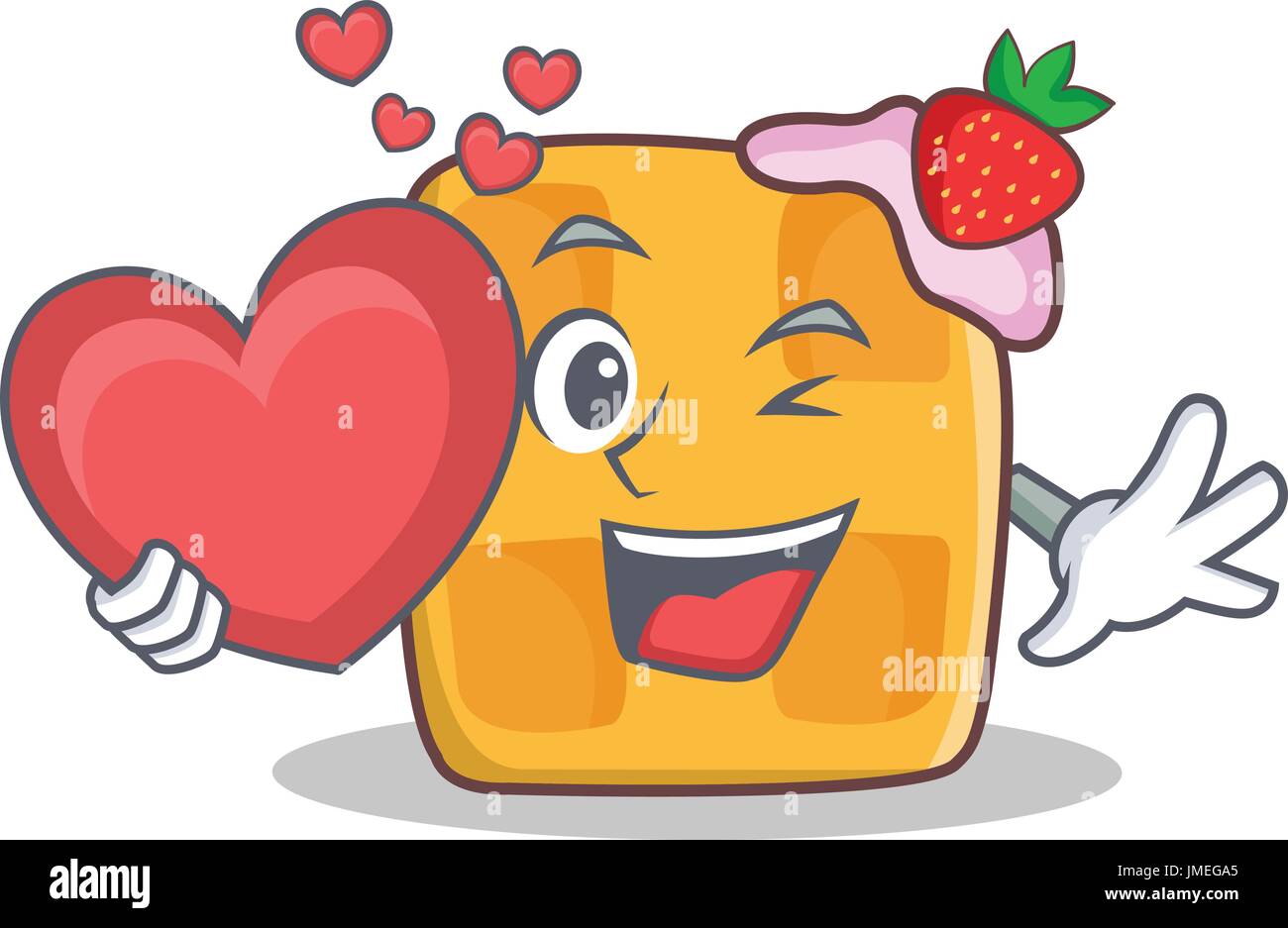 waffle character cartoon design with heart vector illustration Stock ...