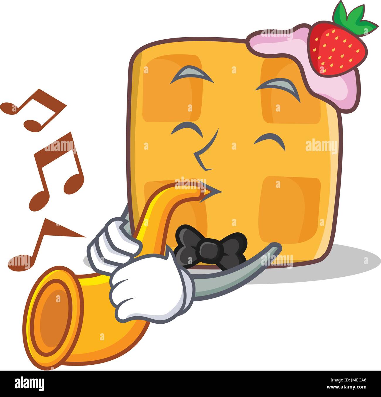 waffle character cartoon design with trumpet vector illustration Stock ...