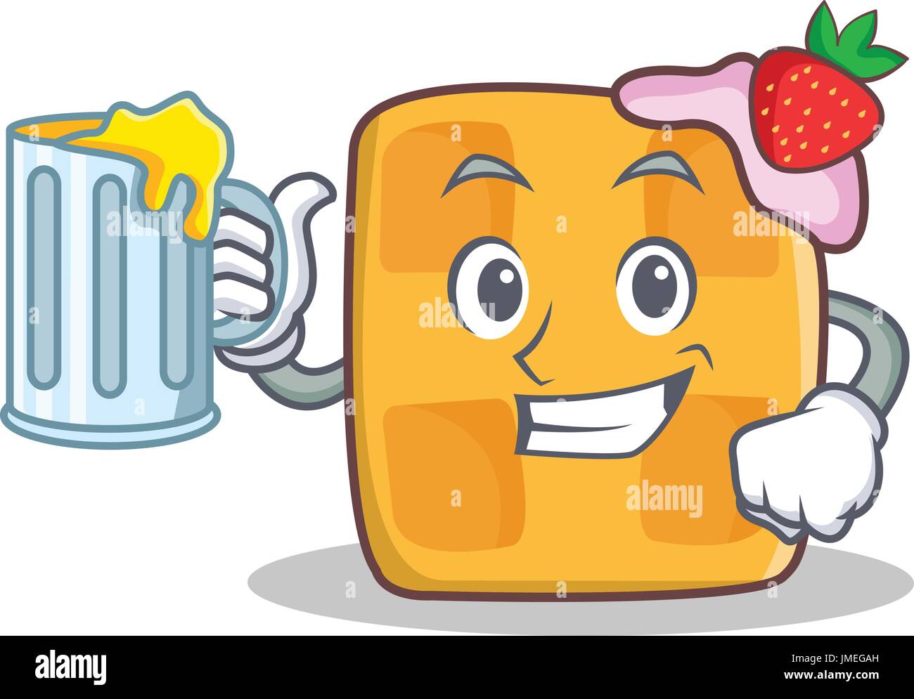 waffle character cartoon design with juice vector illustration Stock ...