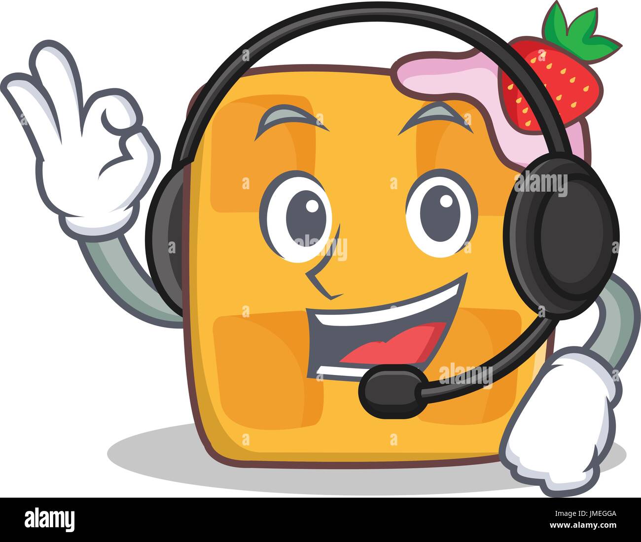 waffle character cartoon design with headphone vector illustration ...