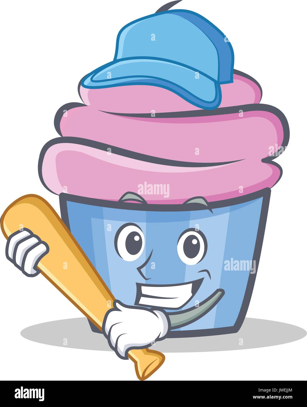Baseball cupcake character cartoon style vector illustration Stock ...