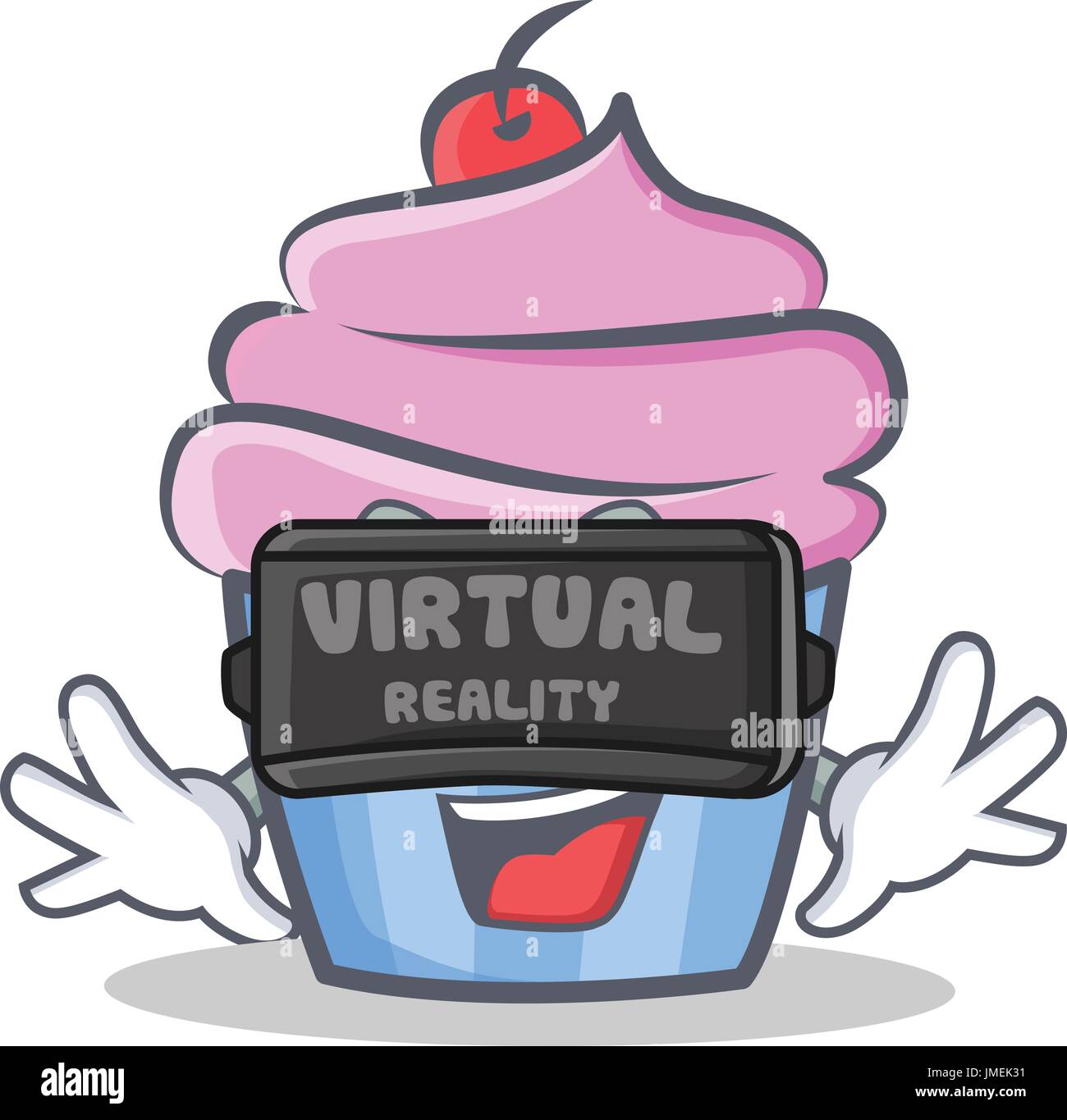 cupcake character cartoon style with virtual reality vector ...