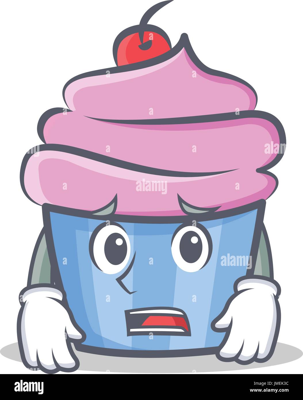 Afraid cupcake character cartoon style vector illustration Stock Vector ...