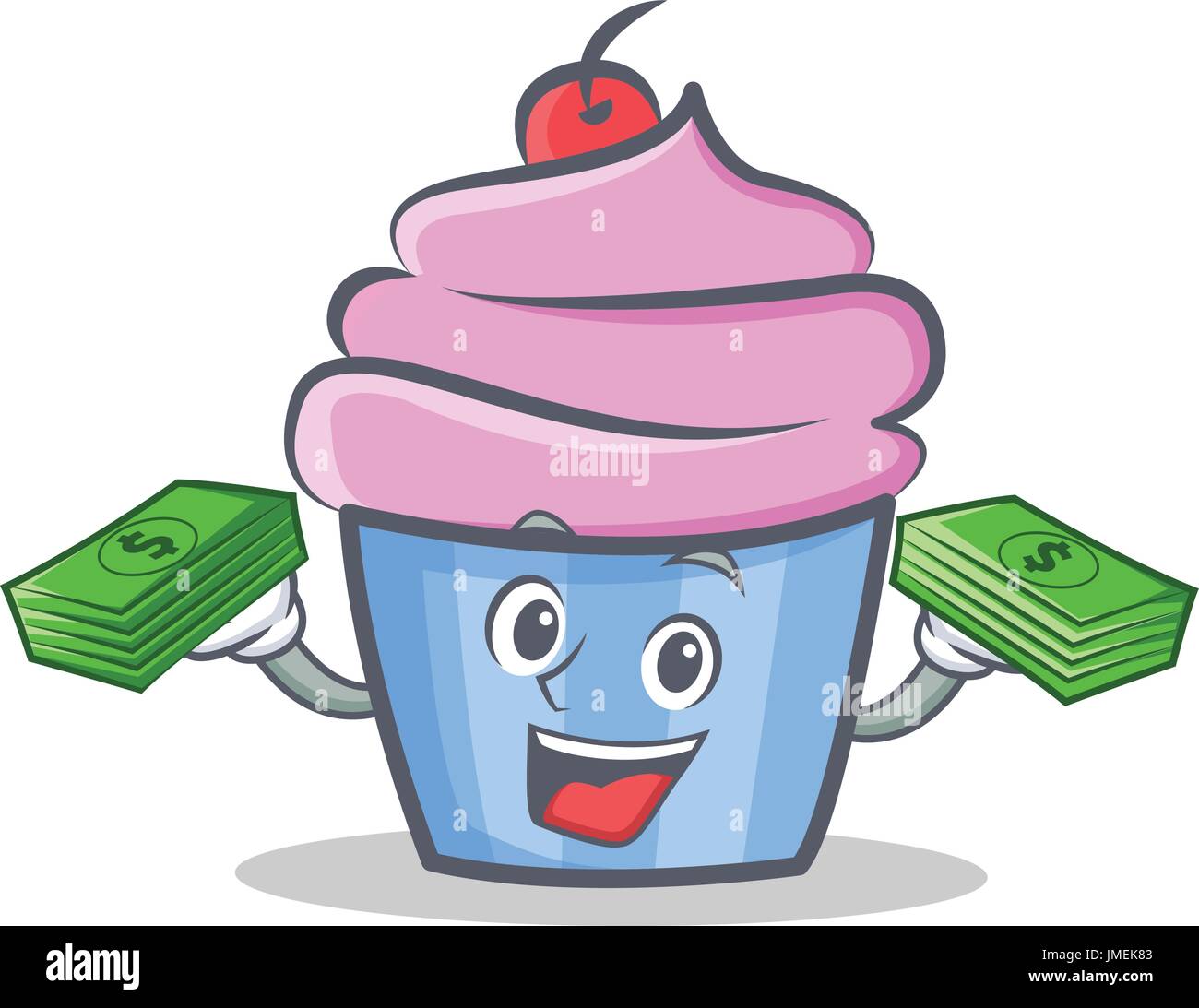 cupcake character cartoon style with money vector illustration Stock ...