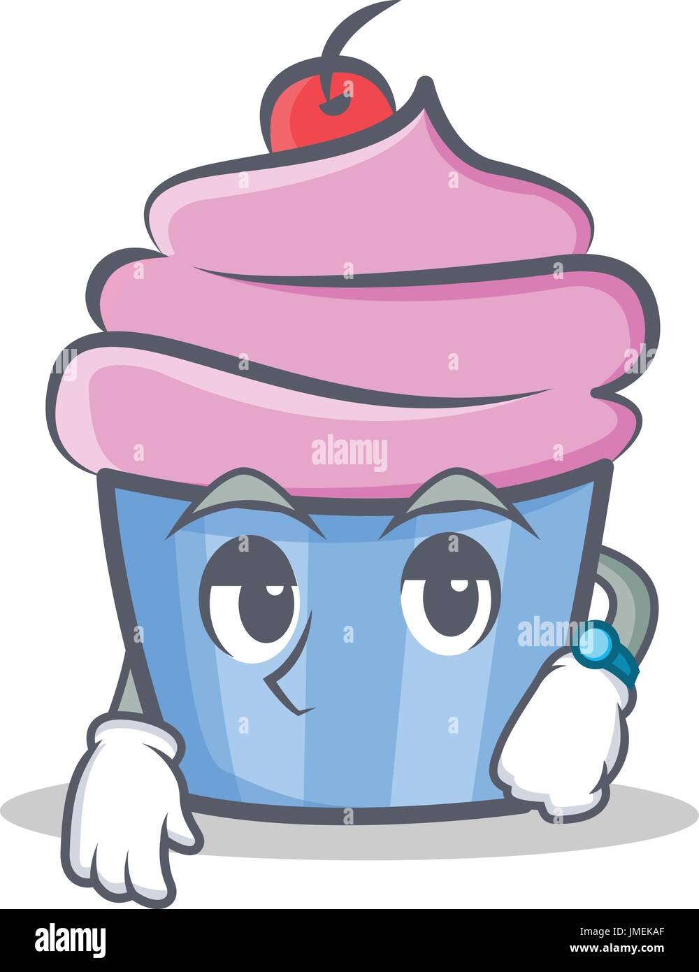 Waiting cupcake character cartoon style vector illustration Stock ...