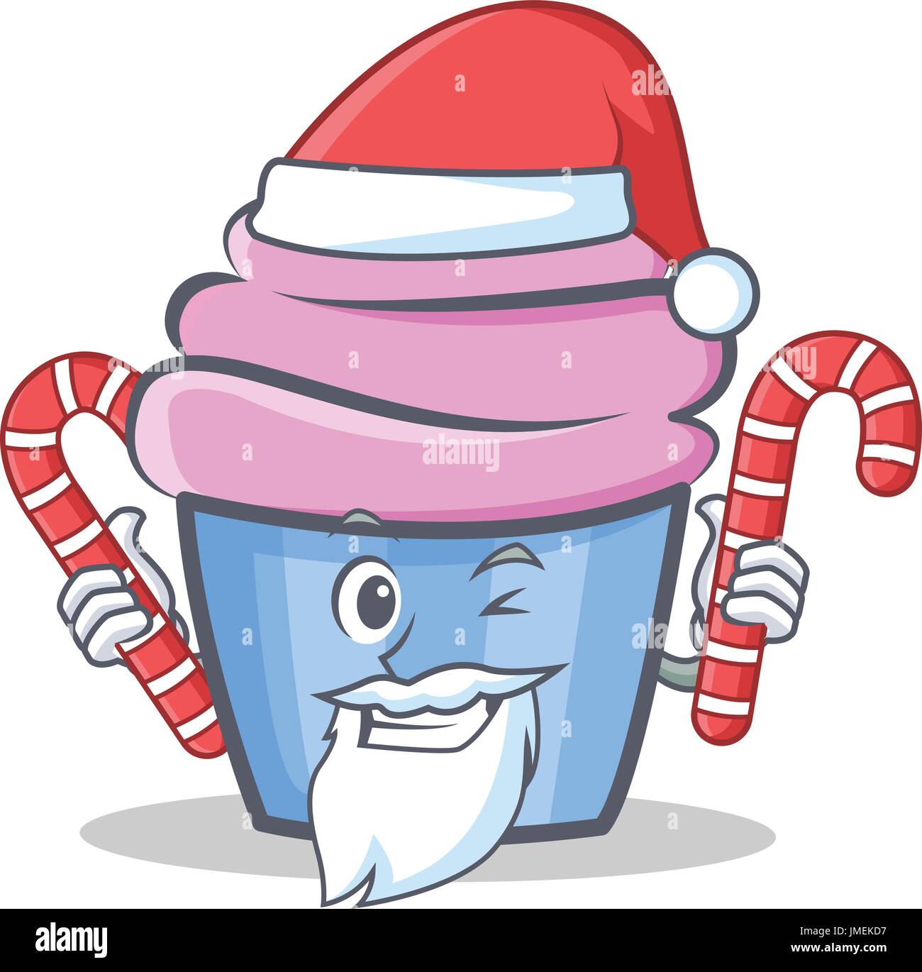 Santa cupcake character cartoon style with candy vector illustration ...