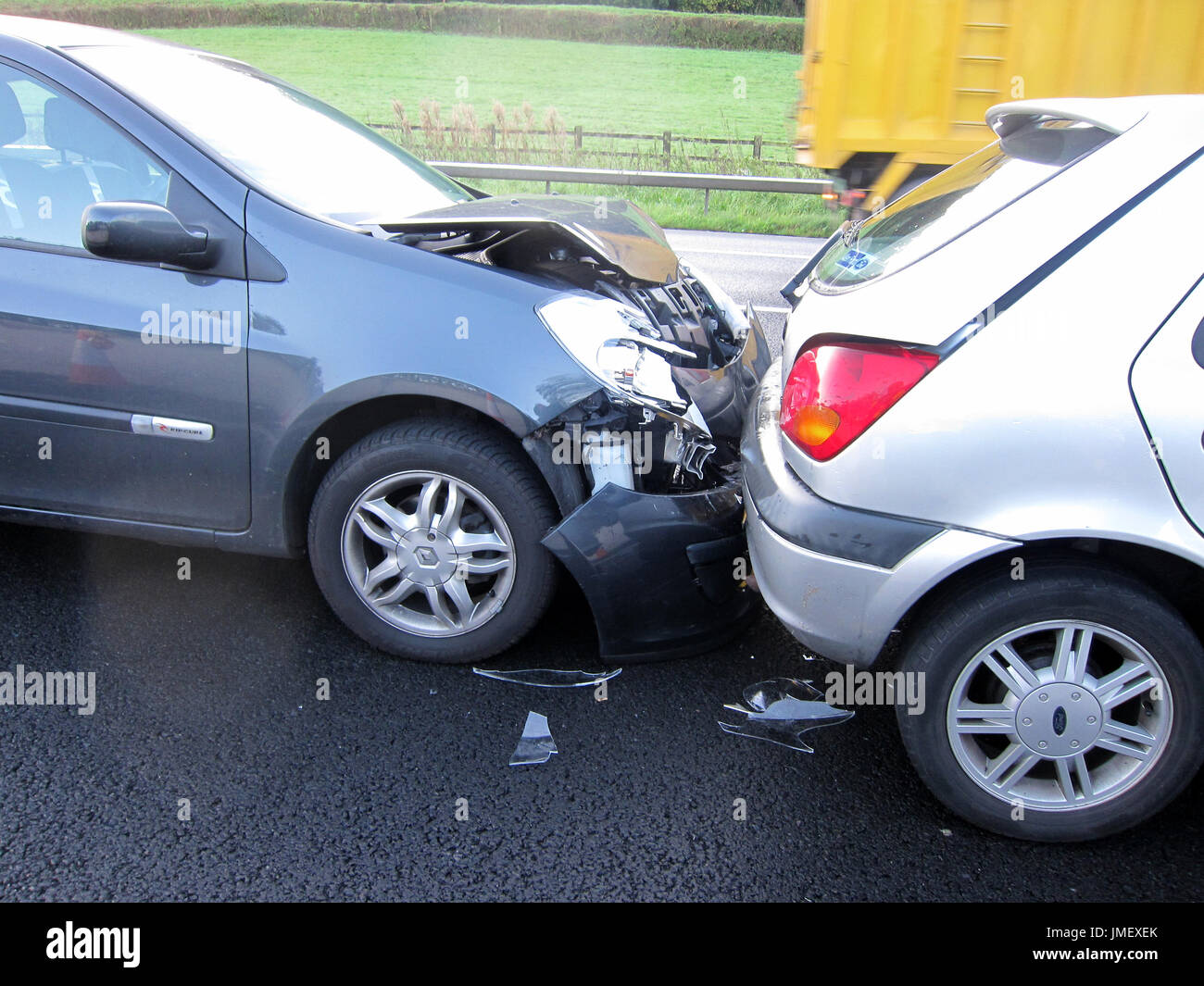 Two small cars run into crash with each other on the M4 motorway near ...