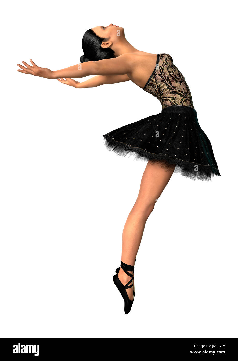 3D rendering of a female ballet dancer isolated on white background ...